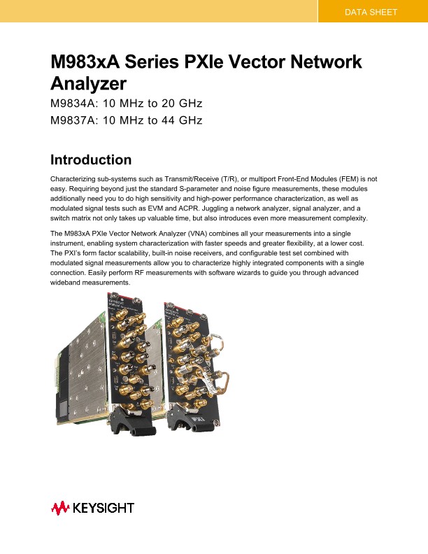 M983xA Series PXIe Vector Network Analyzer PDF Asset Page | Keysight